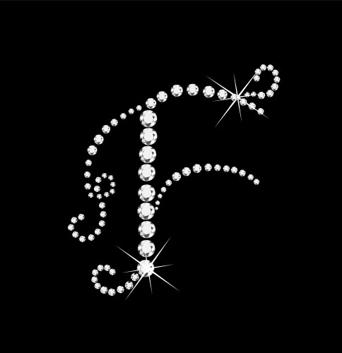 F italic letter with diamonds Royalty Free Vector Image