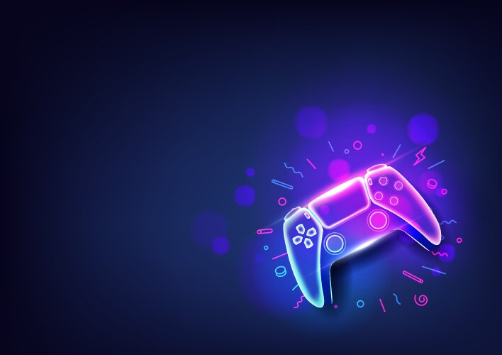 Retro neon color game controller Royalty Free Vector Image