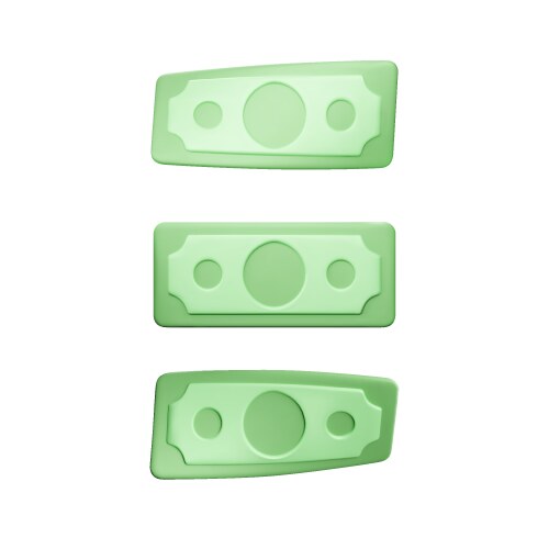 Dollar banknote set twisted green paper bill fly Vector Image