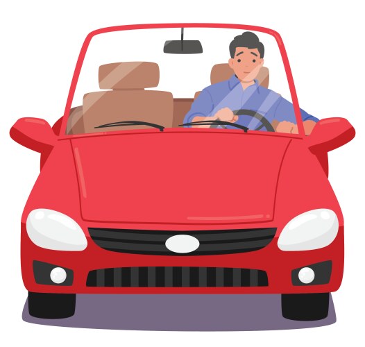 Furious man driver character looking out of car Vector Image