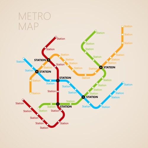 Abstract metro or subway map design template Vector Image