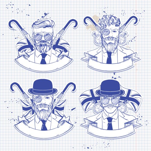 Sketch set british men Royalty Free Vector Image