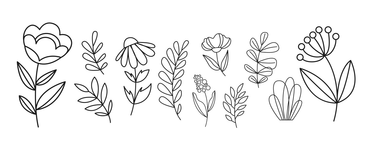 Boho Outline Floral Vector Images (over 12,000)