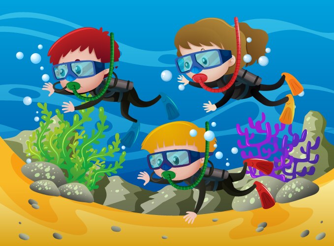 Cartoon boy diving in the sea Royalty Free Vector Image