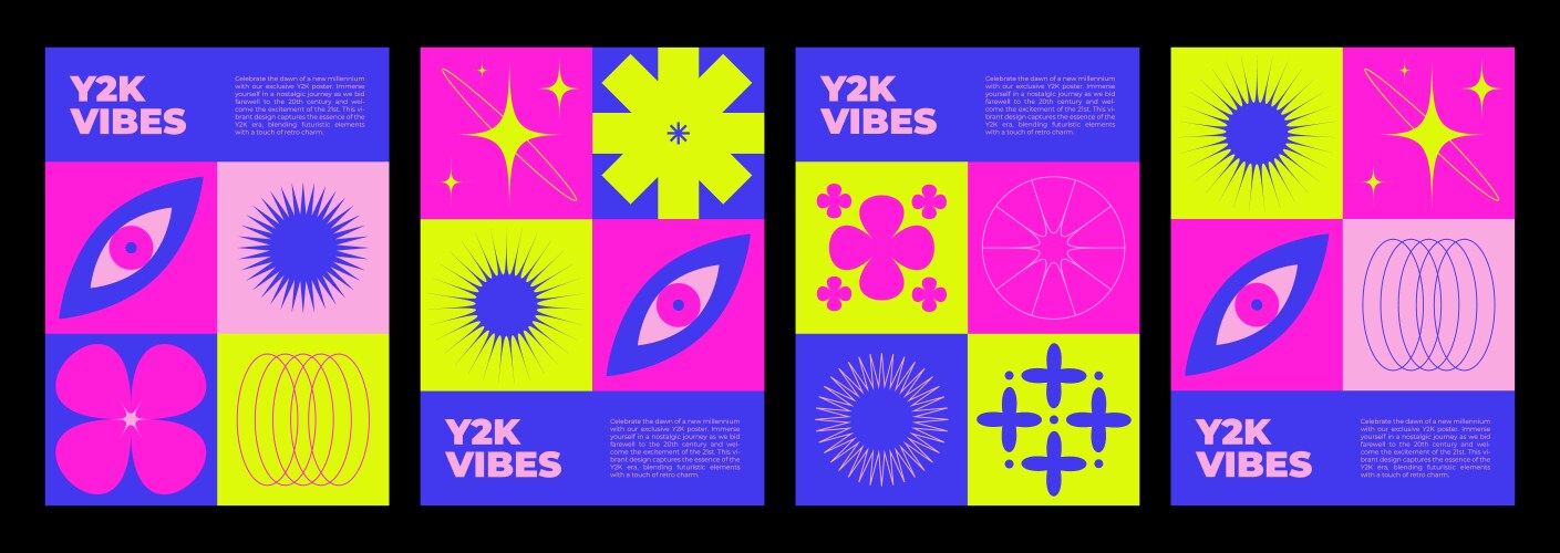 Poster design template in retro y2k style Vector Image