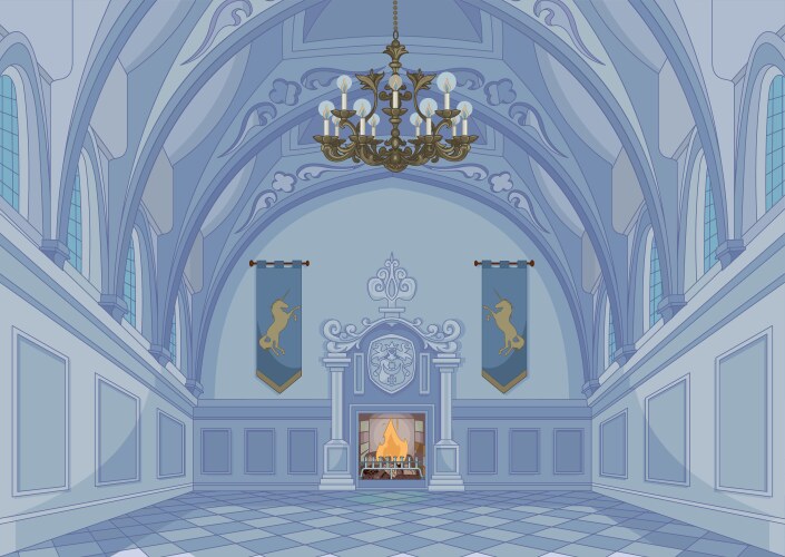 Castle hall and fireplace Royalty Free Vector Image