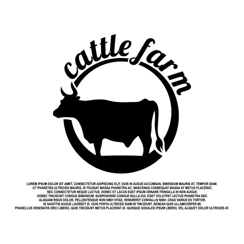Cow silhouette icon logo design Royalty Free Vector Image