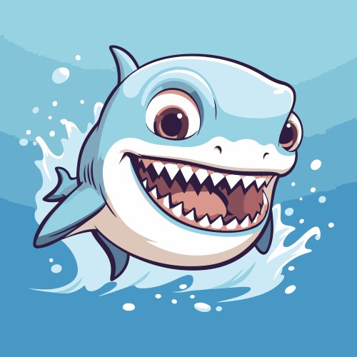 Shark with open mouth and teeth in water Vector Image