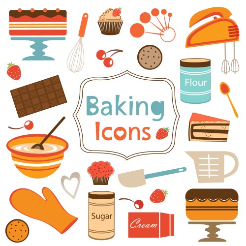 Baking icons Royalty Free Vector Image - VectorStock