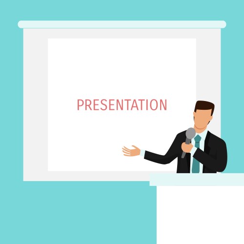 Businessman is making presentation cartoon flat Vector Image