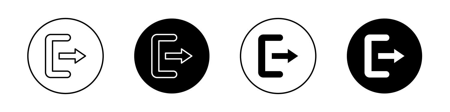 Sign out icon set exit quit symbol output Vector Image