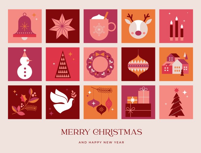Collection of christmas decorations holiday gifts Vector Image