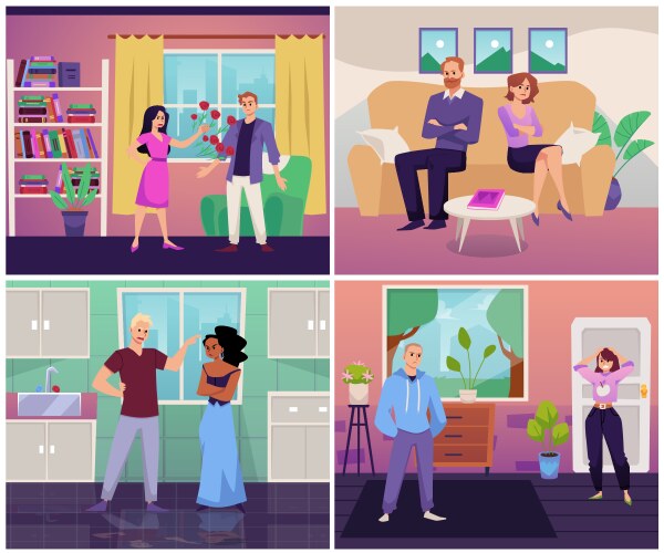 Tension and conflict in office among company Vector Image