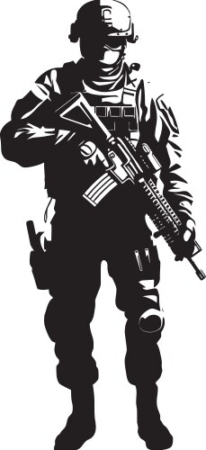 Dynamic defense monochromatic swat police logo Vector Image