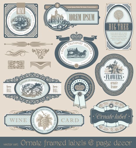 Set of 4 old labels Royalty Free Vector Image - VectorStock