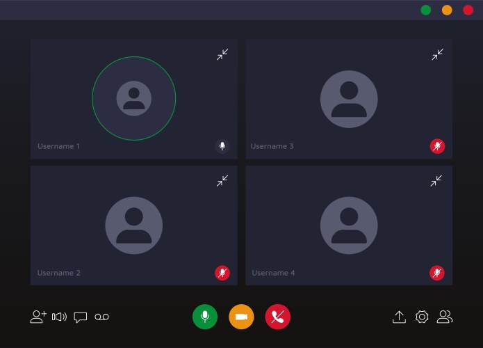 Video call template meeting app flat ui Royalty Free Vector