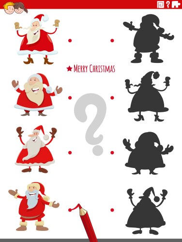 Educational shadow game with cartoon santa claus Vector Image