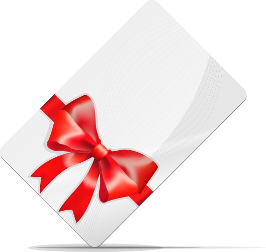 Blank gift card template with blue bow and ribbon Vector Image