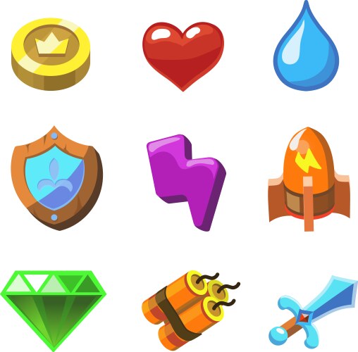 Buttons set form designed game user interface ui Vector Image