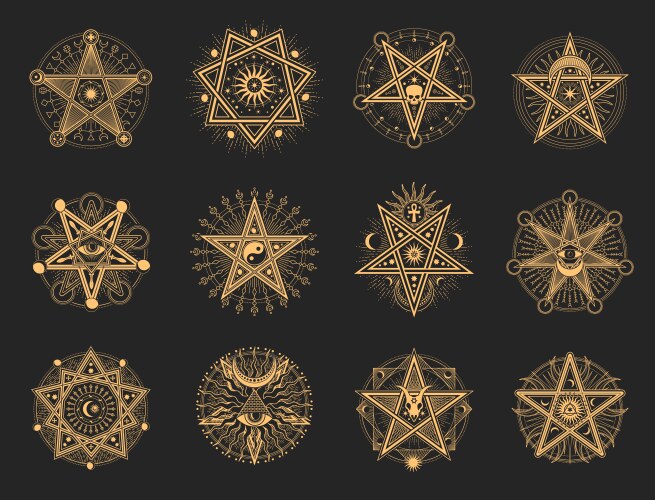 Astrology occult alchemy masonry esoteric signs Vector Image