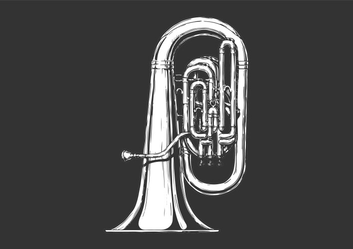 Classical baritone horn euphonium tuba Royalty Free Vector