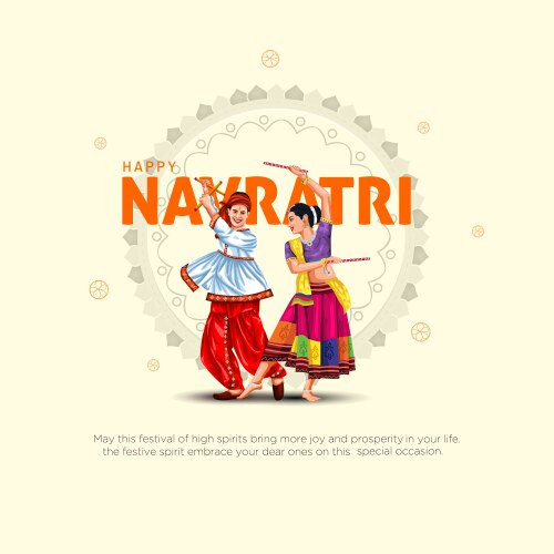 Garba night diwali poster for navratri dussehra Vector Image