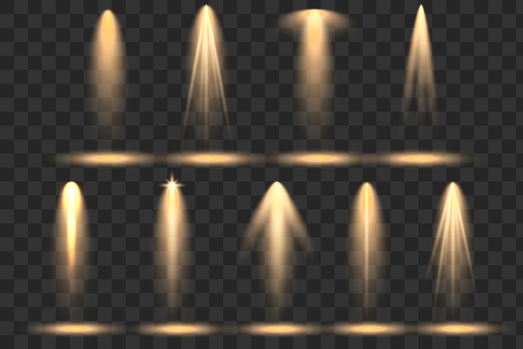 White beam lights spotlights scene Royalty Free Vector Image