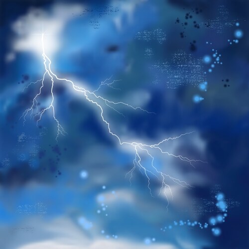 Dark stormy sky with clouds and thunderstorm Vector Image
