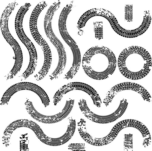 Set grunge tire tracks Royalty Free Vector Image