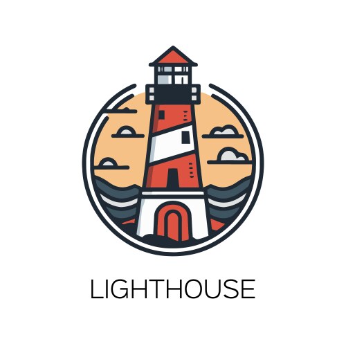 Nautical lighthouse marine anchor and ship helm Vector Image