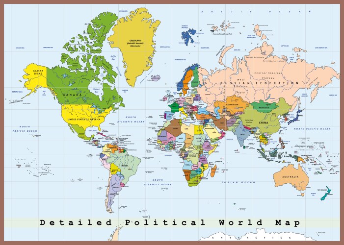 Highly detailed political world map with capitals Vector Image
