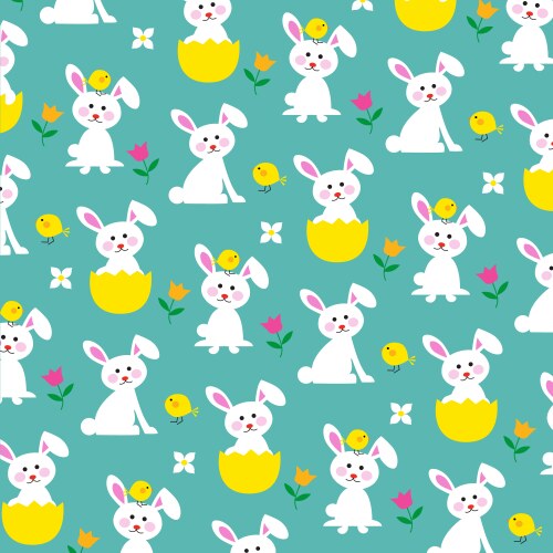 Seamless pattern white easter bunny Royalty Free Vector