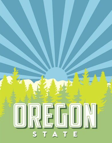 Oregon state with beautiful views Royalty Free Vector Image
