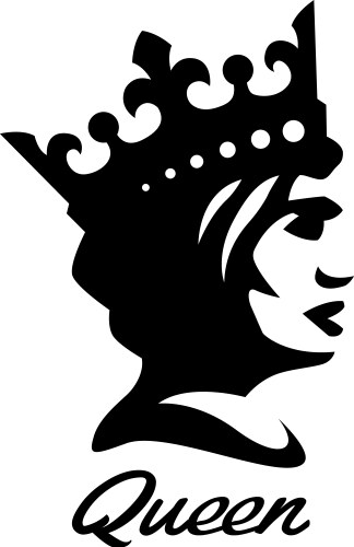 Queen symbol logo black white style Royalty Free Vector