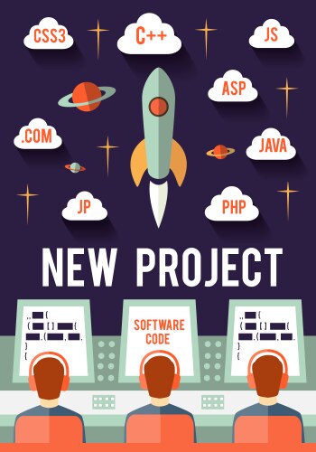Team working at new project Royalty Free Vector Image