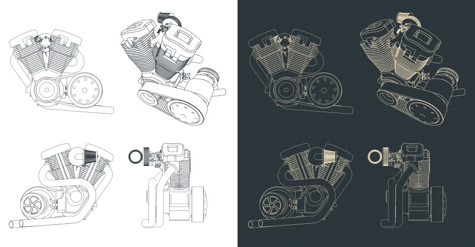 V-twin engine and biker template Royalty Free Vector Image