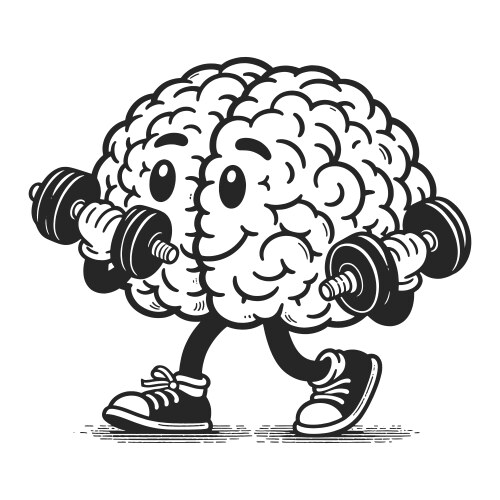 Brain cartoon lifting weights Royalty Free Vector Image
