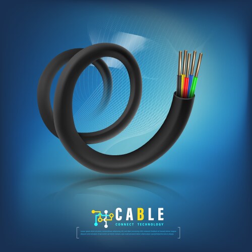 Fiber optic cable flexible strand of glass Vector Image