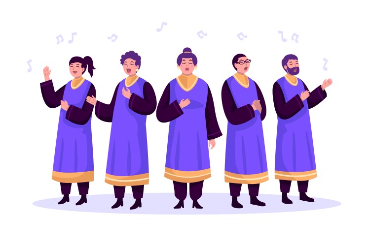People singing in a gospel choir Royalty Free Vector Image