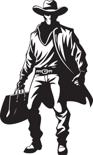 Western whimsy cartoon cowboy robber logo design Vector Image