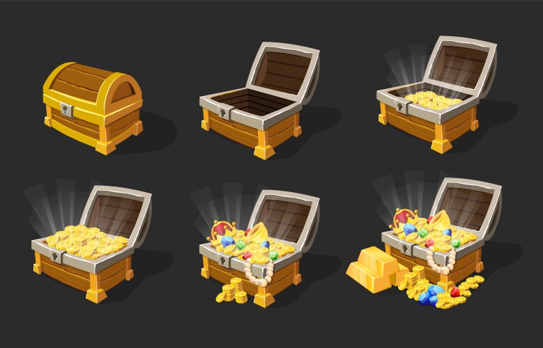 Chest animation empty treasure box open Royalty Free Vector