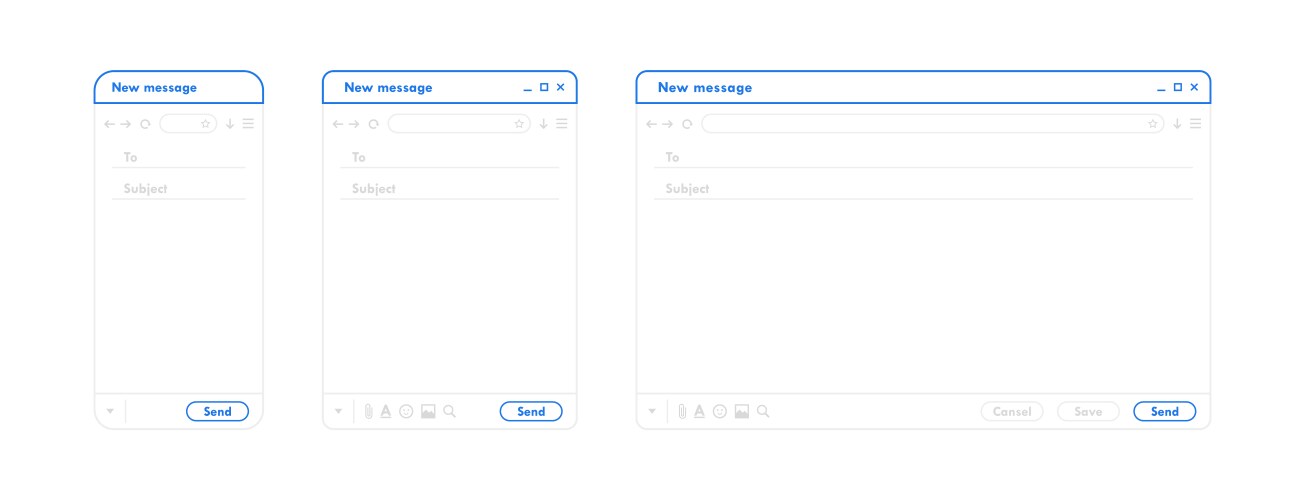 Email interface outline mail window template Vector Image