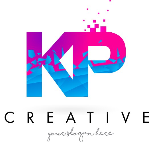 Kp k p letter modern logo design with yellow Vector Image