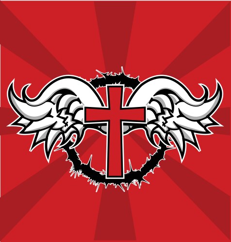 Red iron cross with banner Royalty Free Vector Image