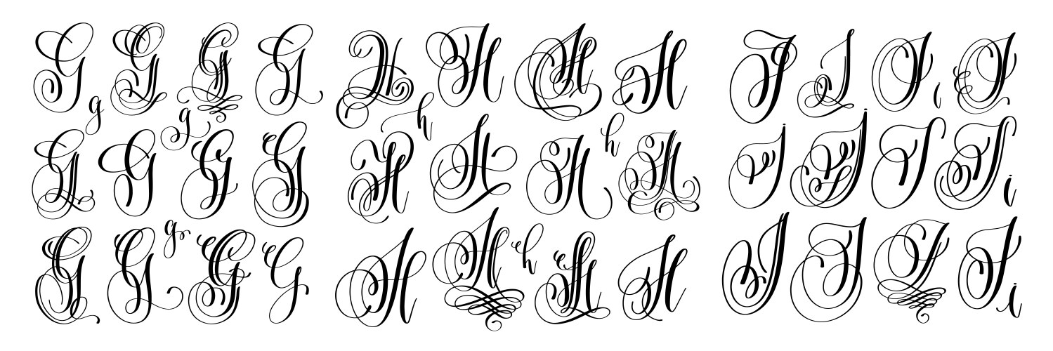 Calligraphy lettering script font a set hand Vector Image
