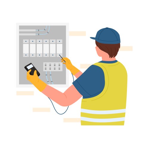 Electrician checking electricity Royalty Free Vector Image