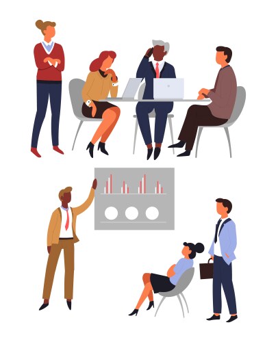 Cartoon business meeting conference Royalty Free Vector