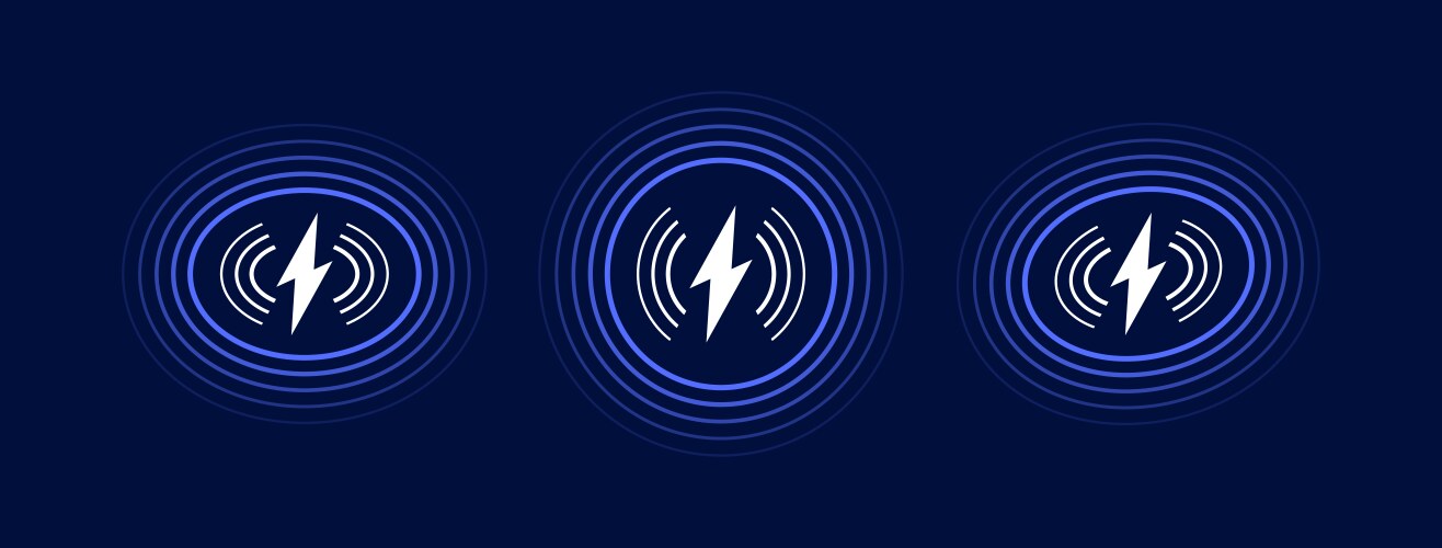 Wireless charger logo set with waves fast Vector Image