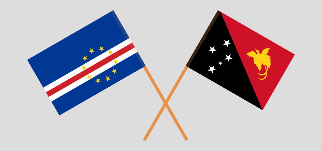 Crossed flags of papua new guinea and the state Vector Image