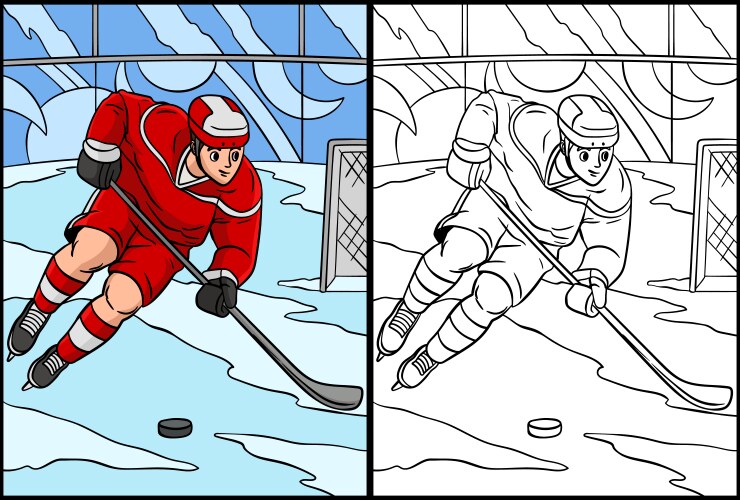 Ice hockey coloring page for kids Royalty Free Vector Image